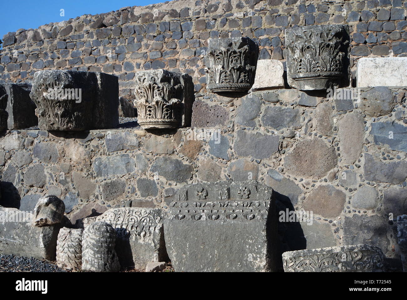 Ancient columns parts in Capernaum, Israel Stock Photo - Alamy