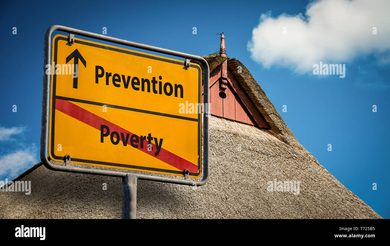 Street Sign the Direction Way to Prevention versus Poverty Stock Photo ...