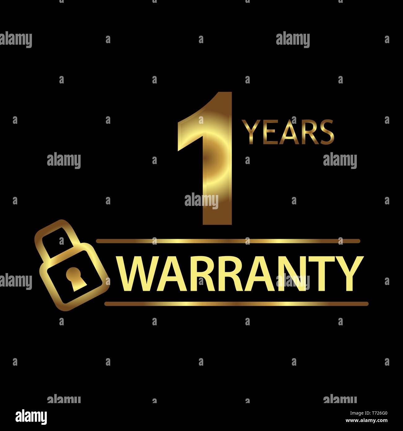 One year warranty golden label on black background - Vector Stock ...