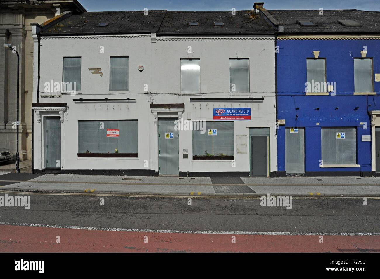 Boarded up shops and bars awaiting redevelopment in Cardiff City Centre ...