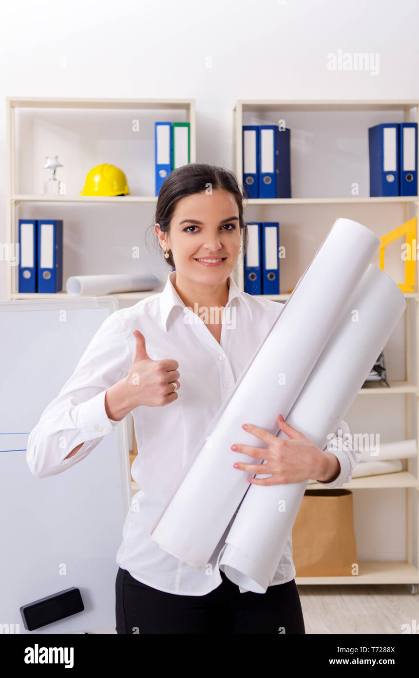Female architect working in the office Stock Photo - Alamy