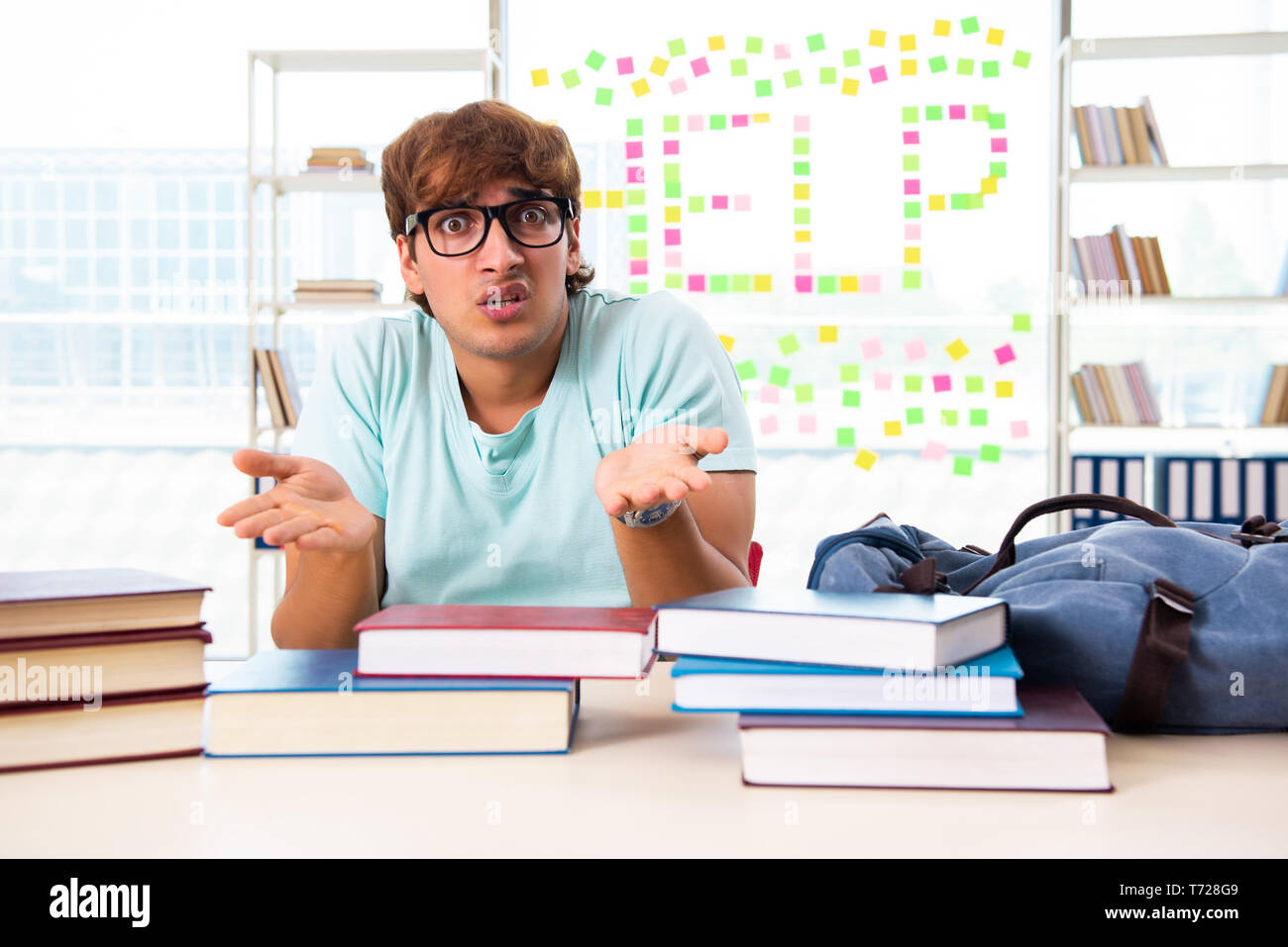 Student preparing for university exams Stock Photo - Alamy
