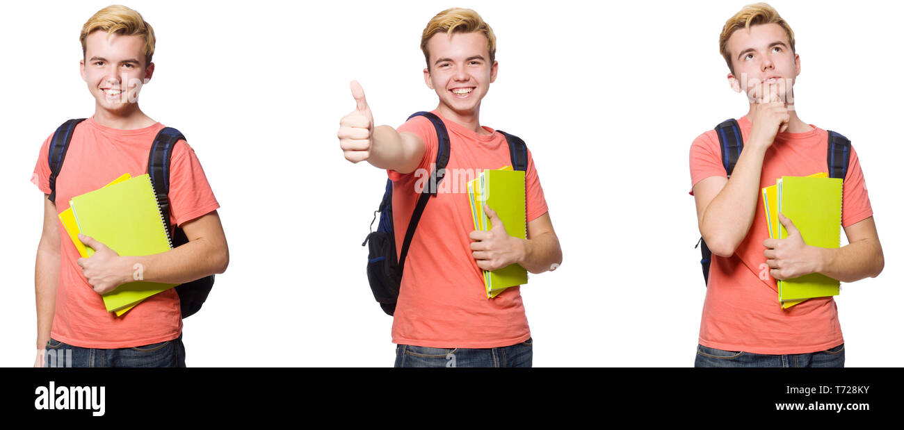 Young student isolated on white background Stock Photo - Alamy