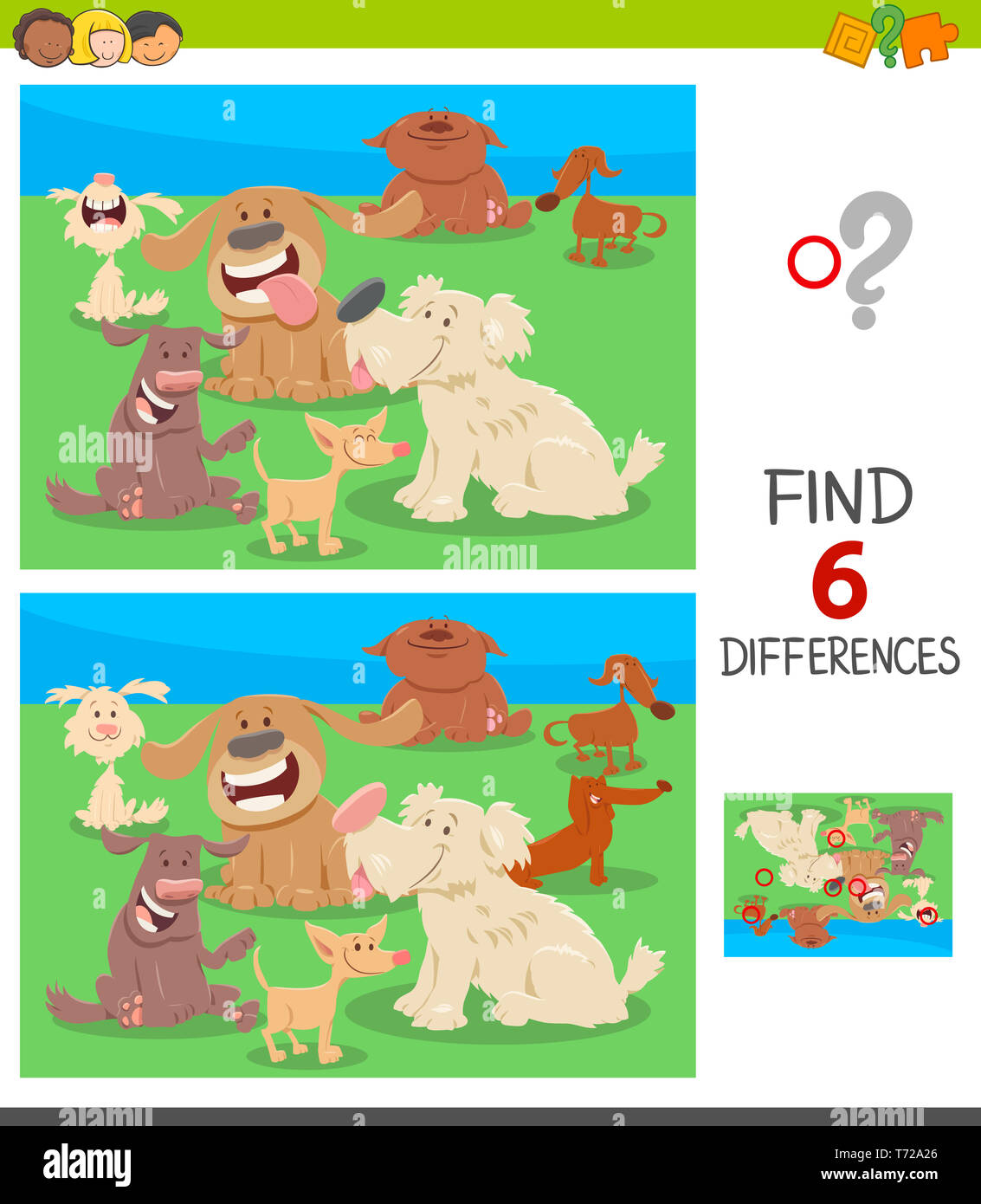 find differences game with cartoon dogs Stock Photo - Alamy