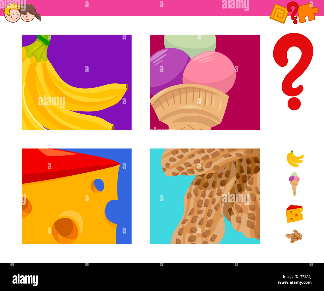 guess food objects activity game Stock Photo - Alamy