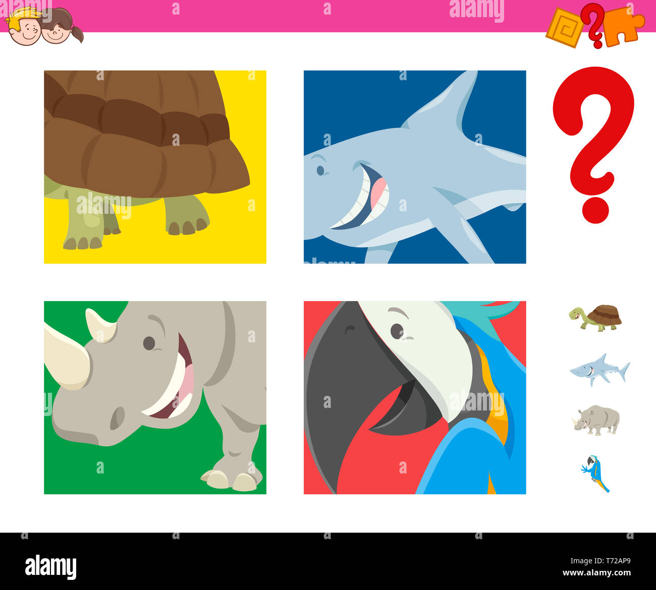 guess wild animals activity for children Stock Photo - Alamy