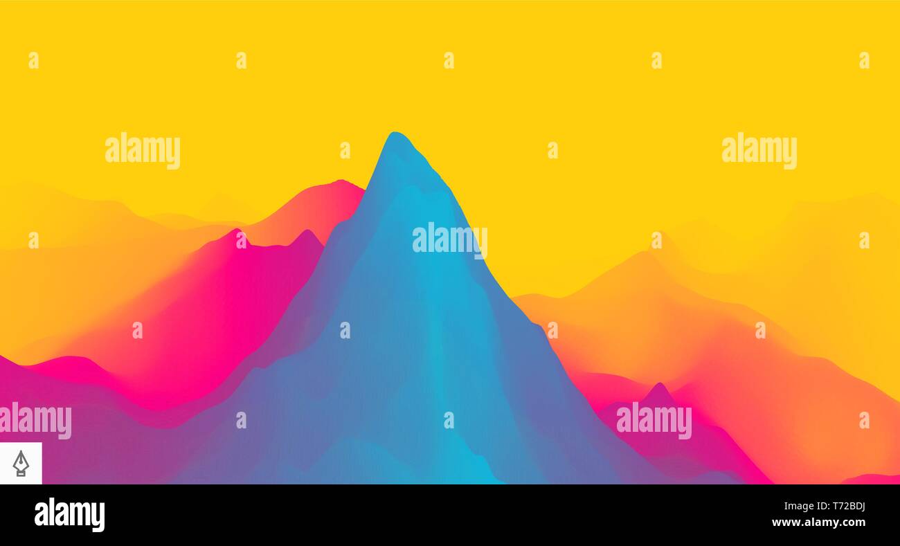Mountain landscape. Mountainous terrain. Vector illustration. Abstract ...