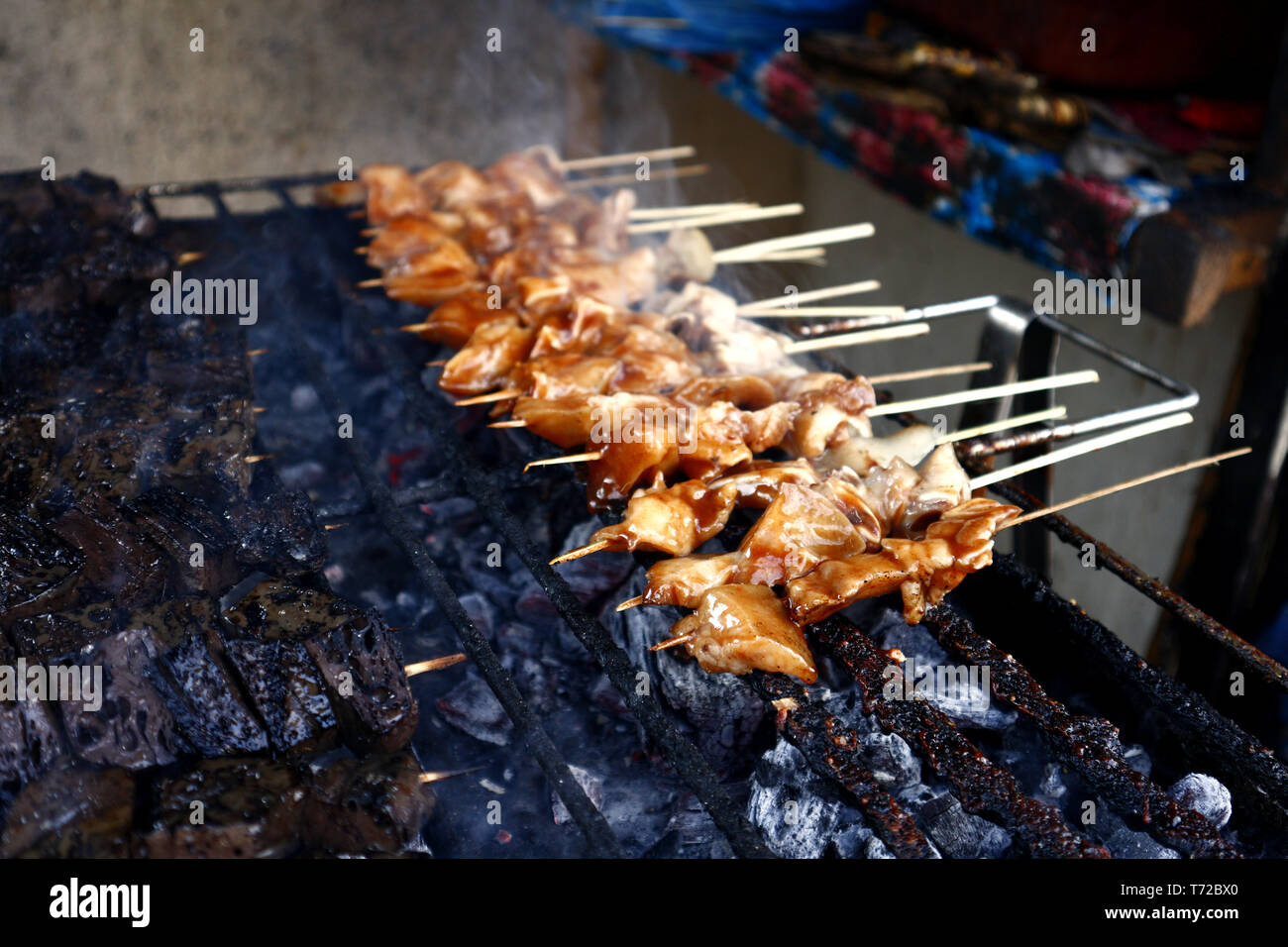 Photo of assorted chicken and pork innard barbecue Stock Photo - Alamy