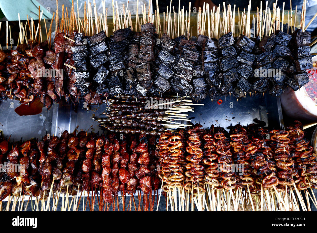 Photo of assorted chicken and pork innard barbecue Stock Photo - Alamy