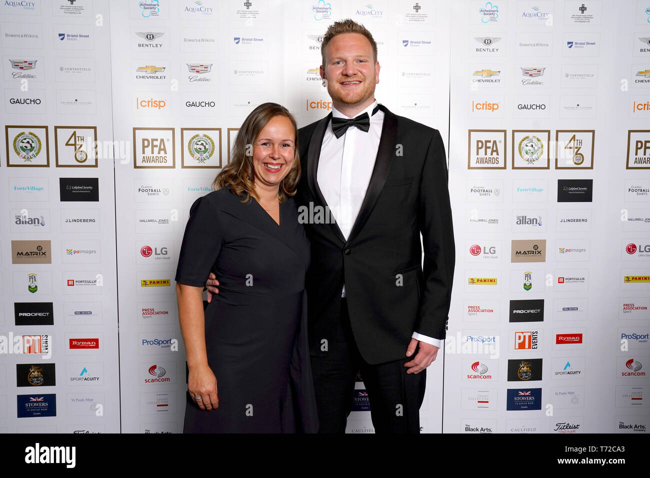 Guests pose for photographs during the 2019 PFA Awards at the Grosvenor ...