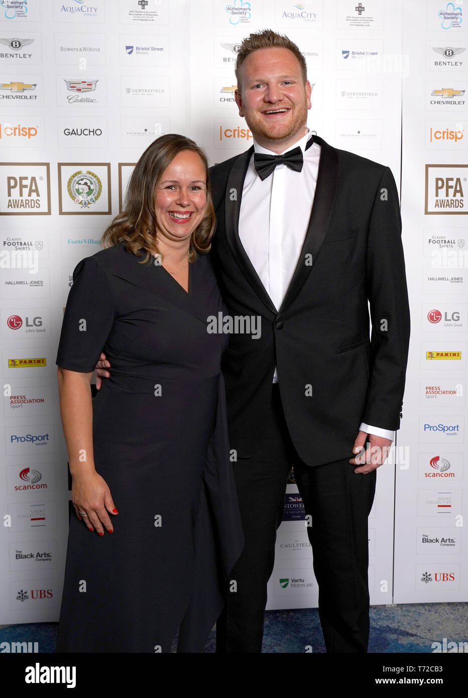 Guests pose for photographs during the 2019 PFA Awards at the Grosvenor ...