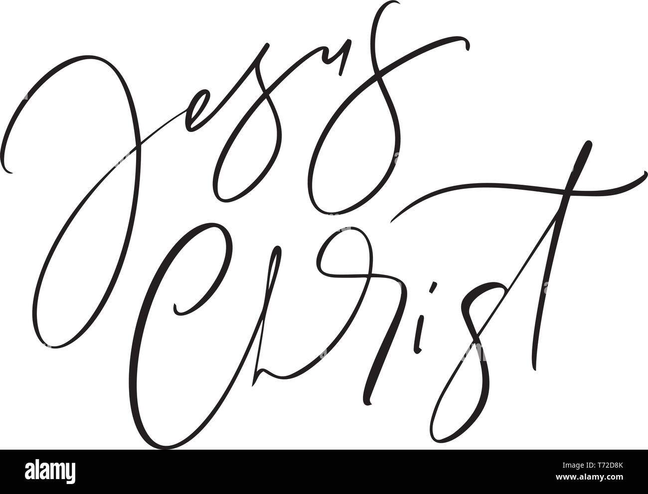 Jesus Christ hand written vector calligraphy lettering Bible text ...