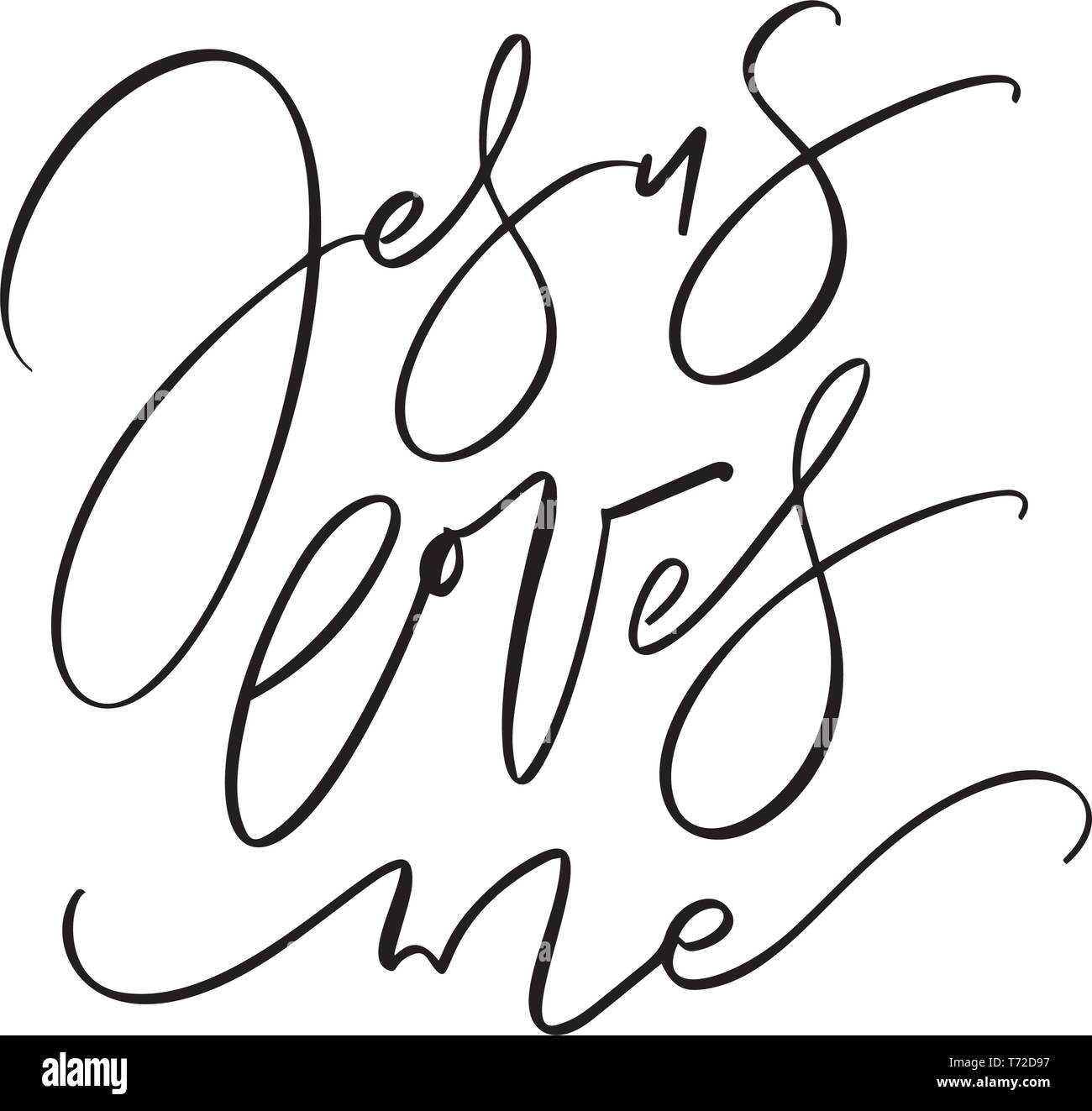 Jesus ever me hand written vector calligraphy lettering text ...