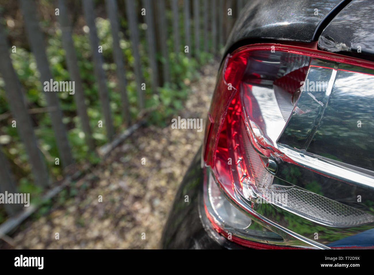 Car crash wreckage, road traffic collision (RTC) Car damage after crash ...