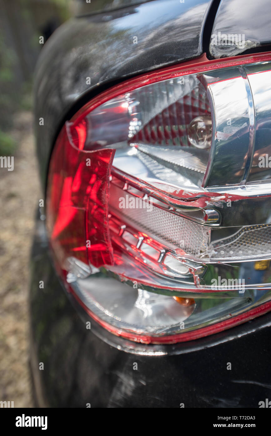 Car crash wreckage, road traffic collision (RTC) Car damage after crash ...