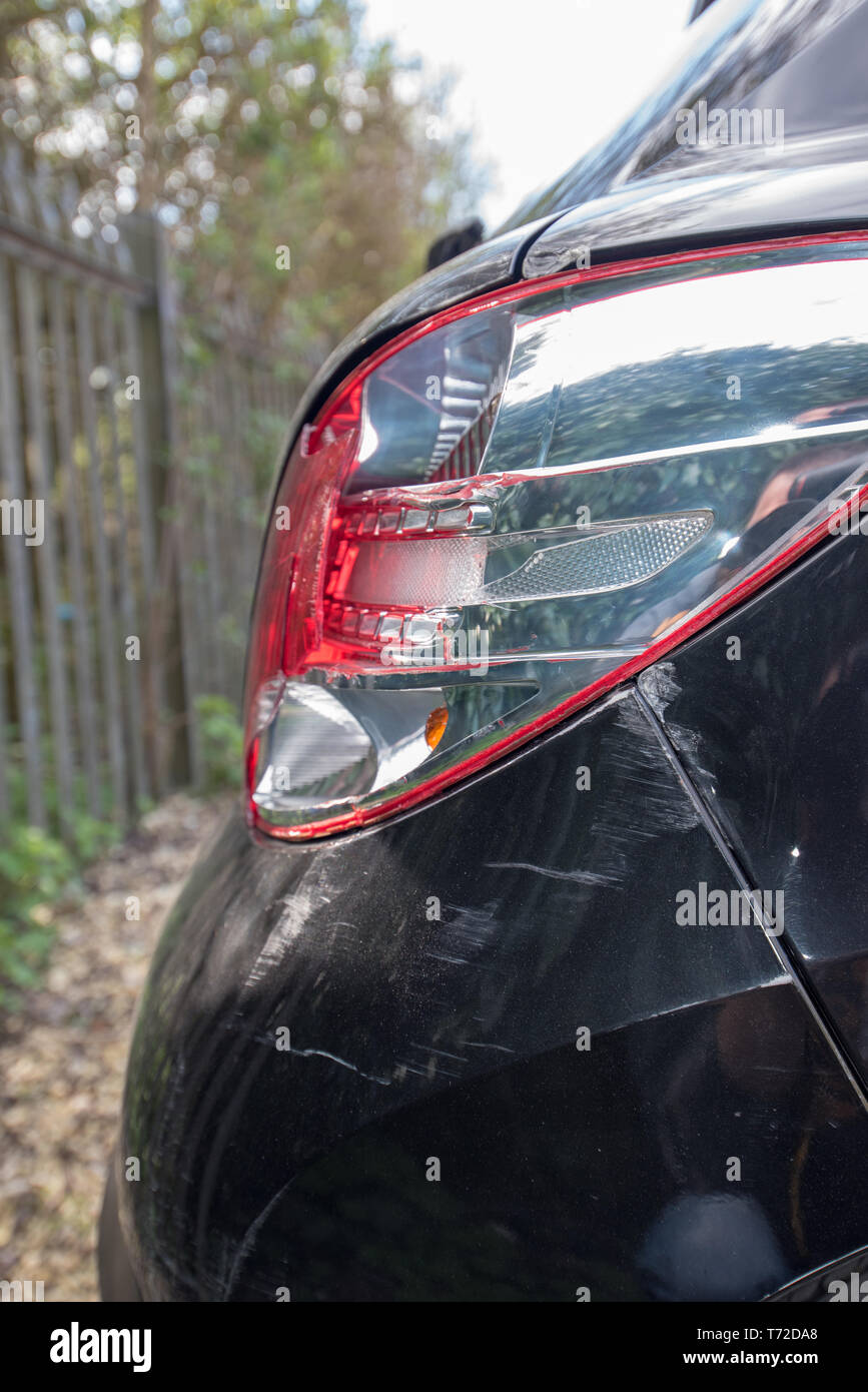 Car crash wreckage, road traffic collision (RTC) Car damage after crash ...