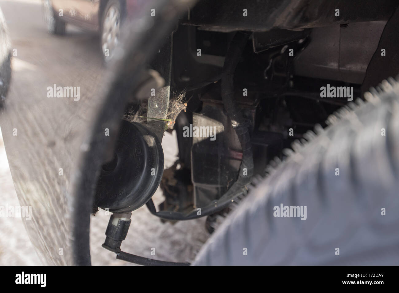 Car crash wreckage, road traffic collision (RTC) Car damage after crash ...