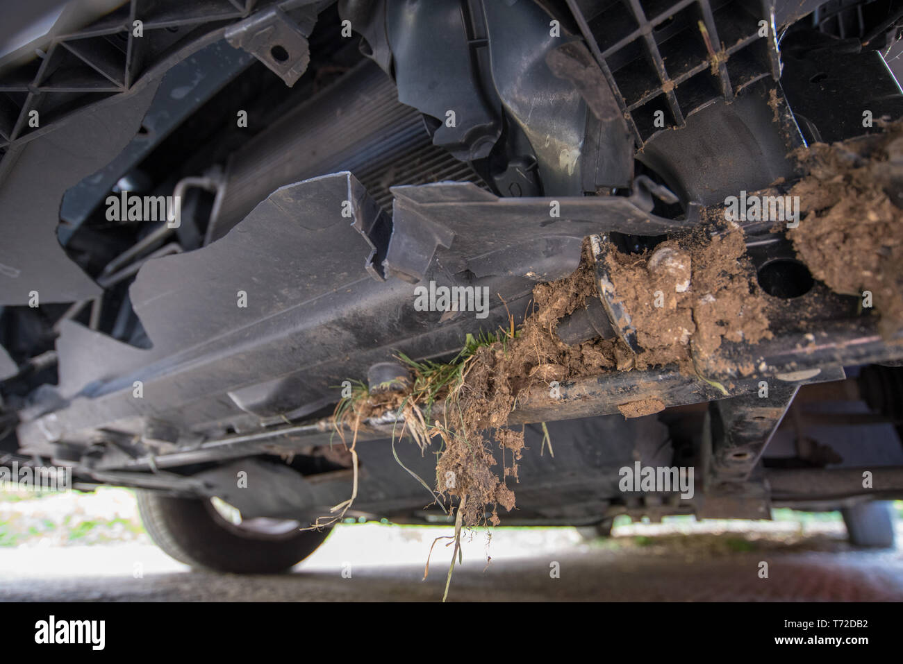 Car crash wreckage, road traffic collision (RTC) Car damage after crash ...