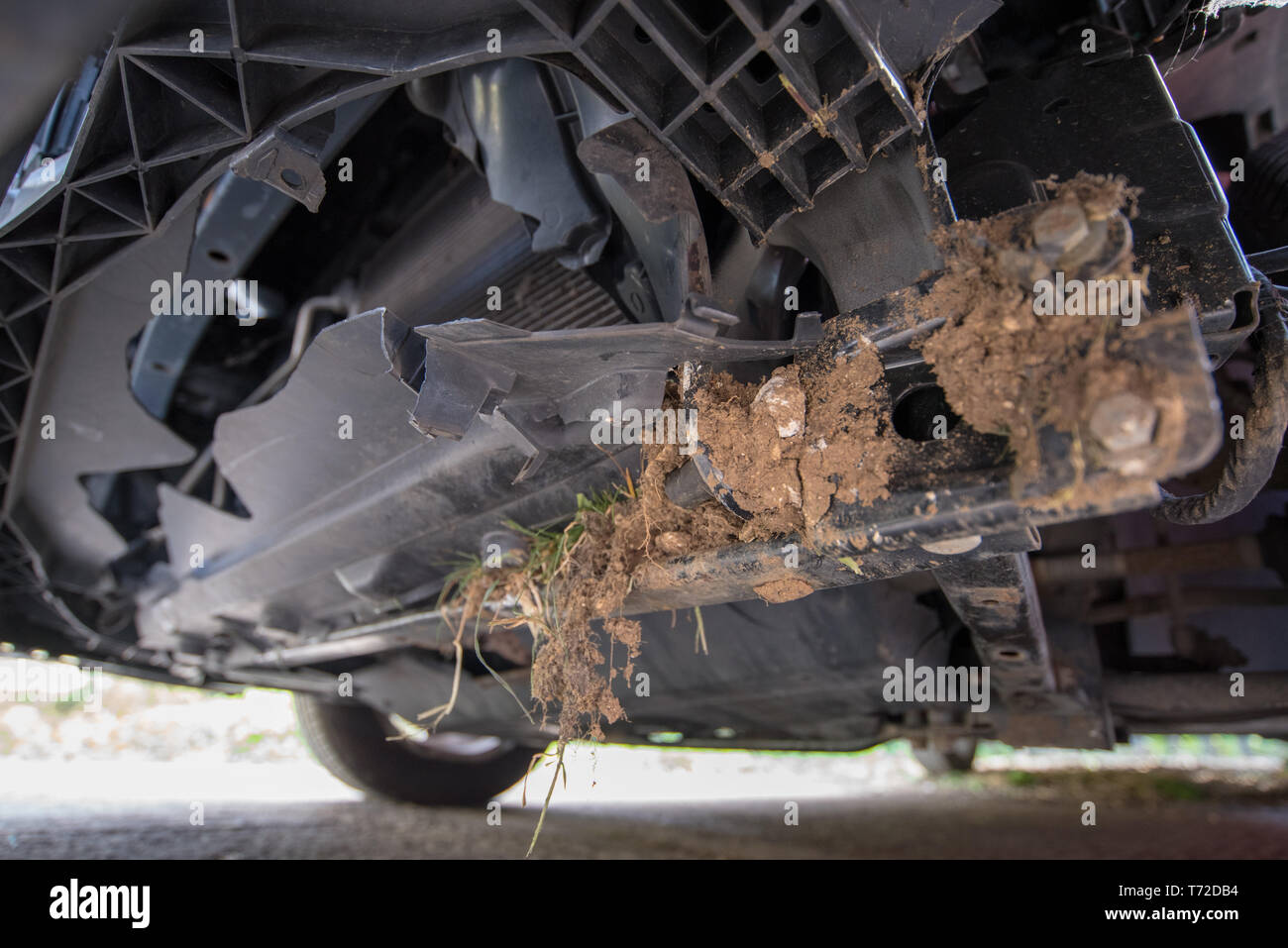 Car crash wreckage, road traffic collision (RTC) Car damage after crash ...