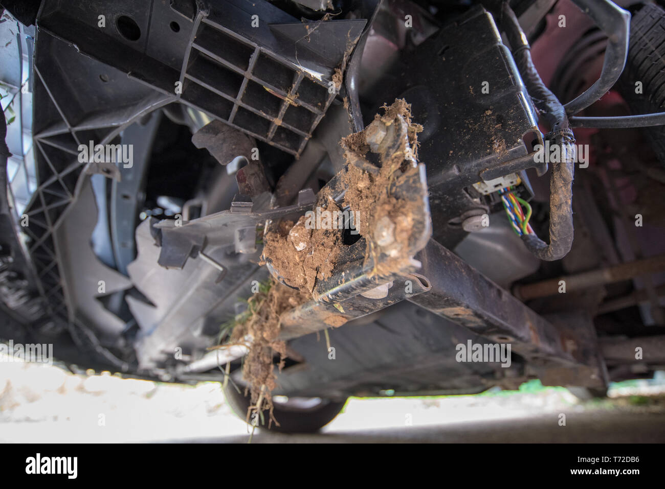 Car crash wreckage, road traffic collision (RTC) Car damage after crash ...