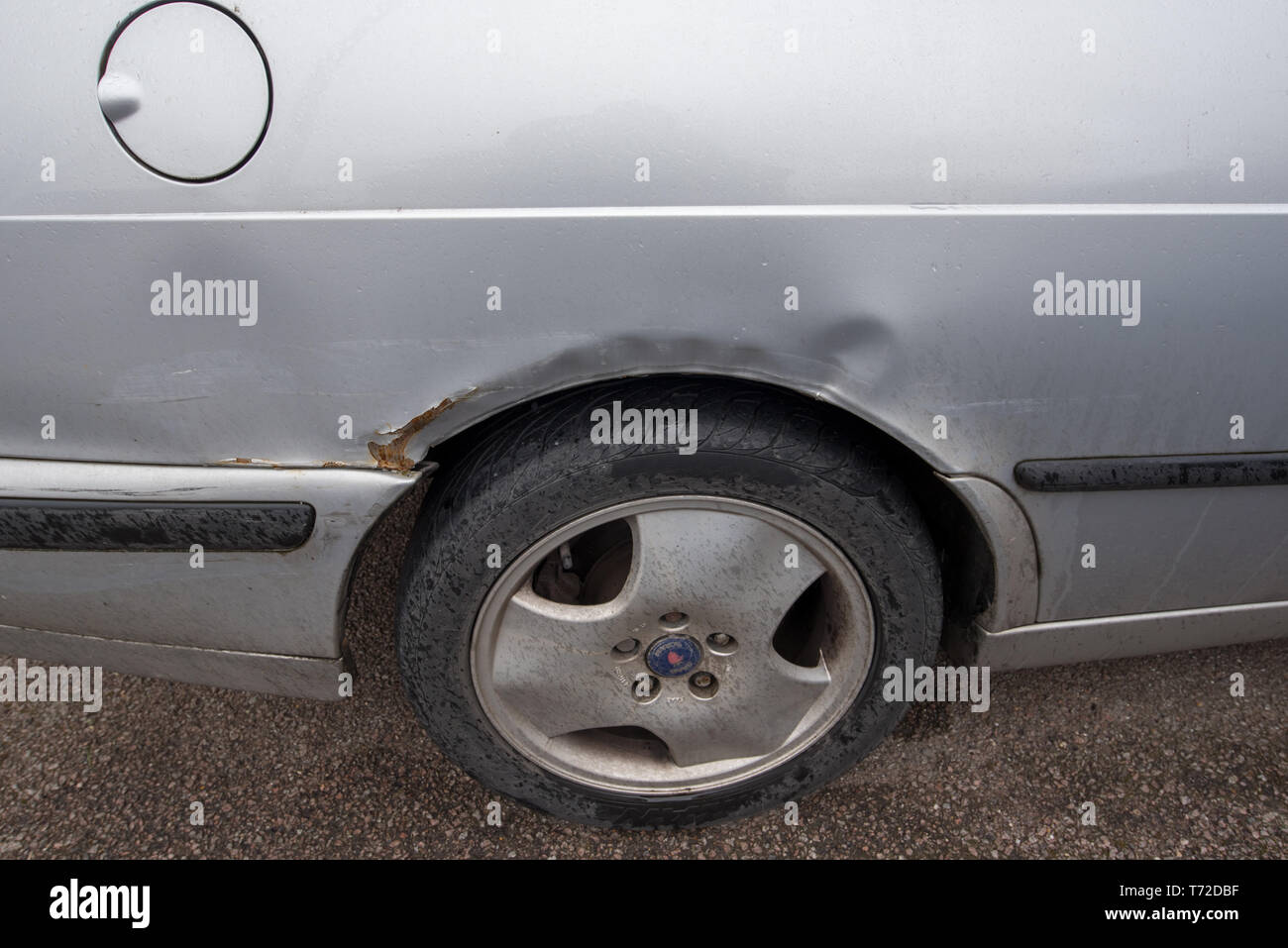 Car crash wreckage, road traffic collision (RTC) Car damage after crash ...