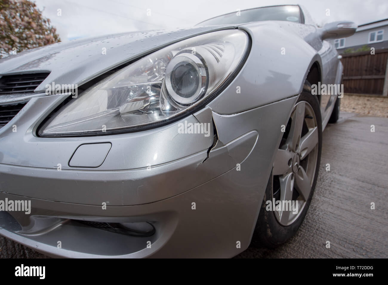 Car crash wreckage, road traffic collision (RTC) Car damage after crash ...