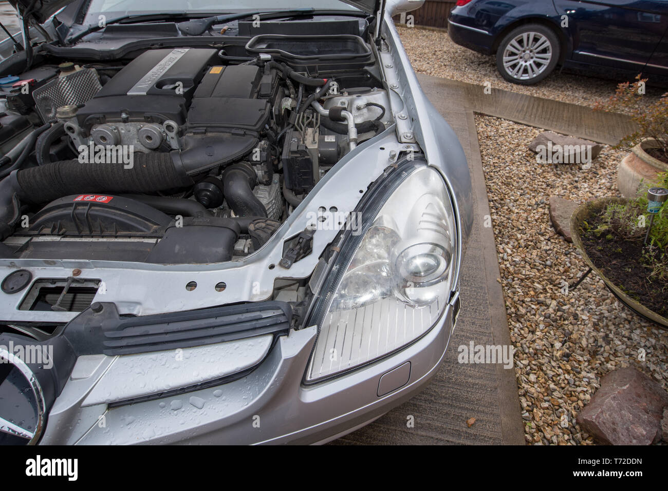 Car crash wreckage, road traffic collision (RTC) Car damage after crash ...