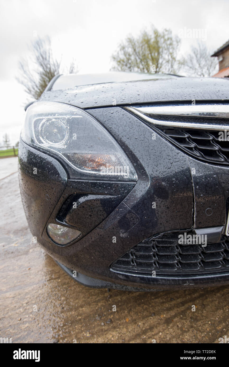 Car crash wreckage, road traffic collision (RTC) Car damage after crash ...