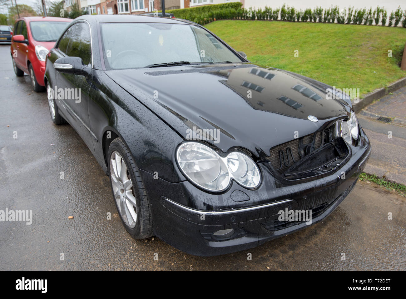 Car crash wreckage, road traffic collision (RTC) Car damage after crash ...