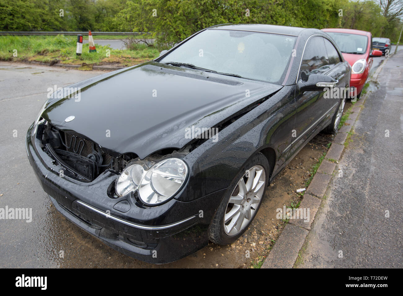 Car crash wreckage, road traffic collision (RTC) Car damage after crash ...