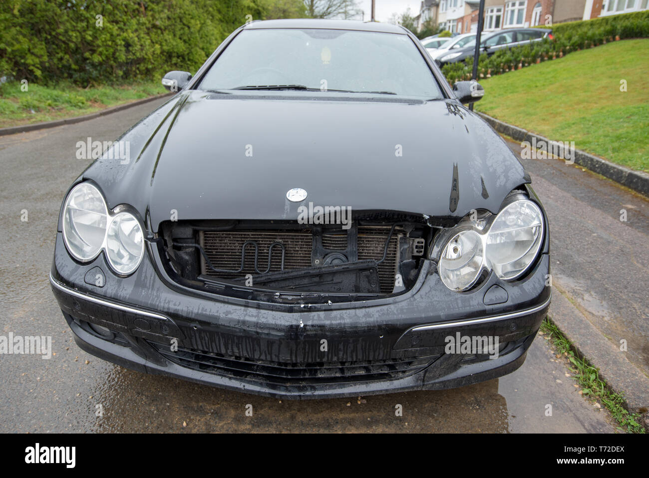 Car crash wreckage, road traffic collision (RTC) Car damage after crash ...