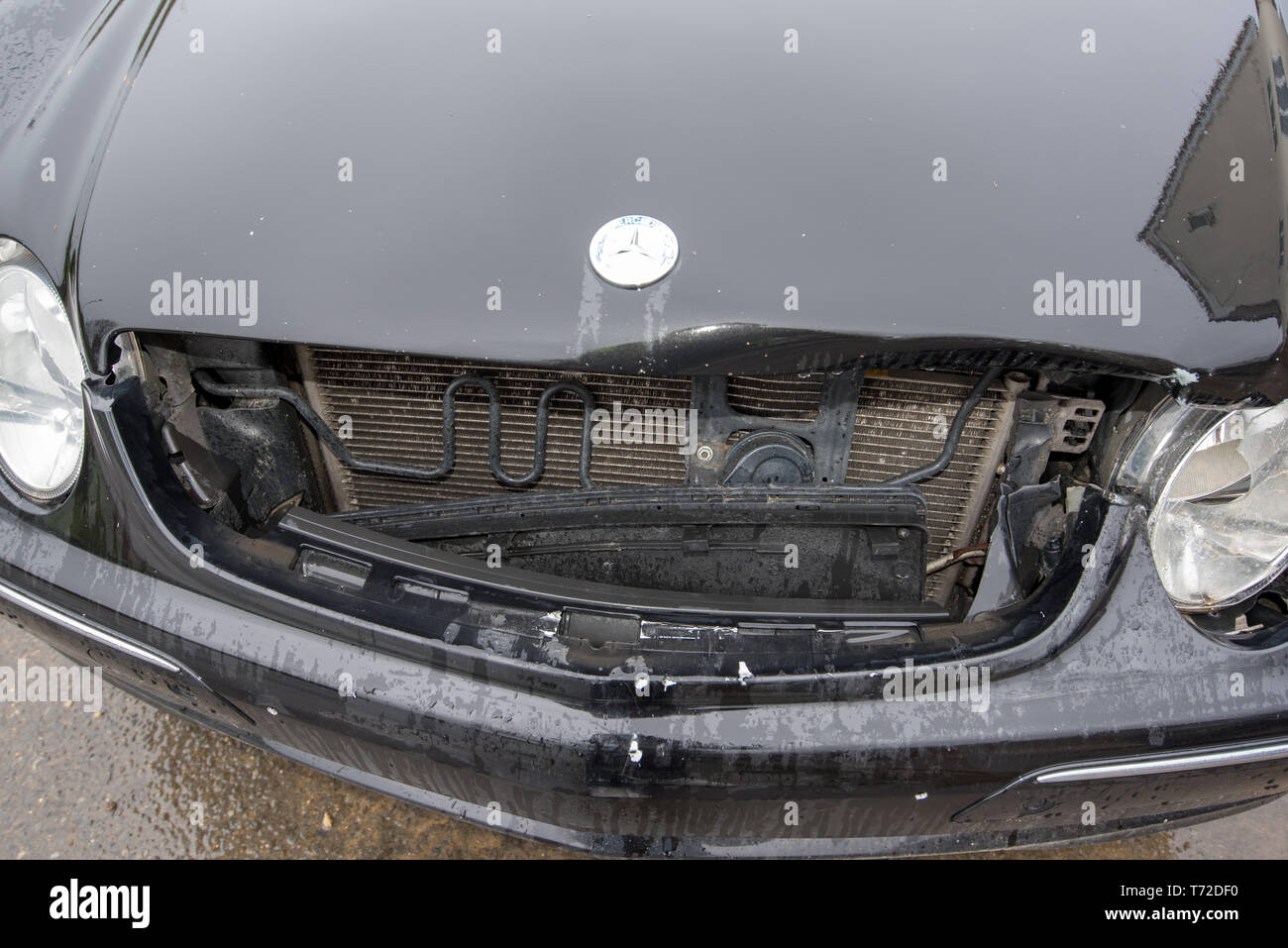 Car crash wreckage, road traffic collision (RTC) Car damage after crash ...