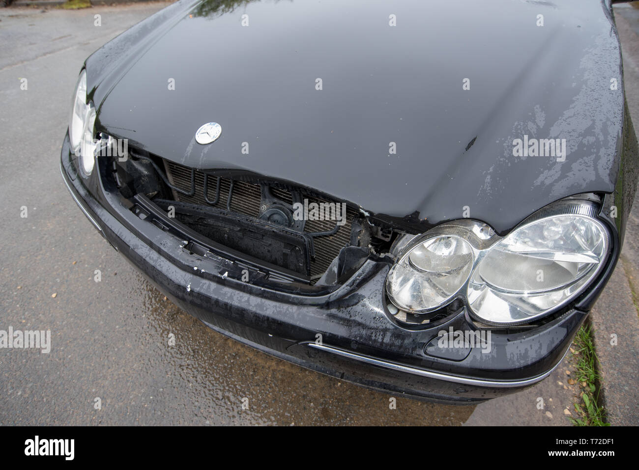 Car crash wreckage, road traffic collision (RTC) Car damage after crash ...