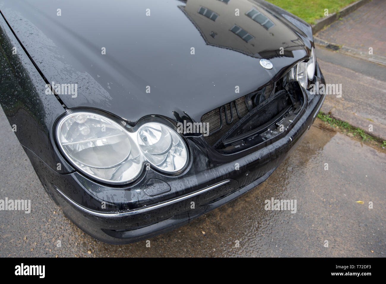 Car crash wreckage, road traffic collision (RTC) Car damage after crash ...