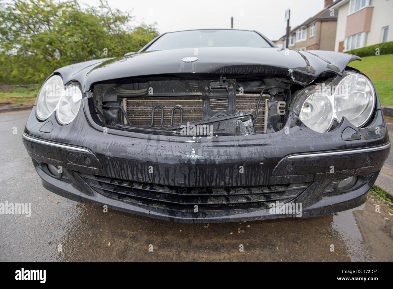 Car crash wreckage, road traffic collision (RTC) Car damage after crash ...