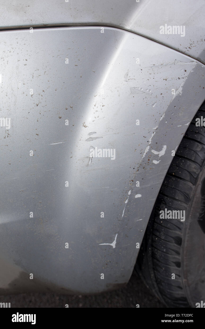 Car crash wreckage, road traffic collision (RTC) Car damage after crash ...