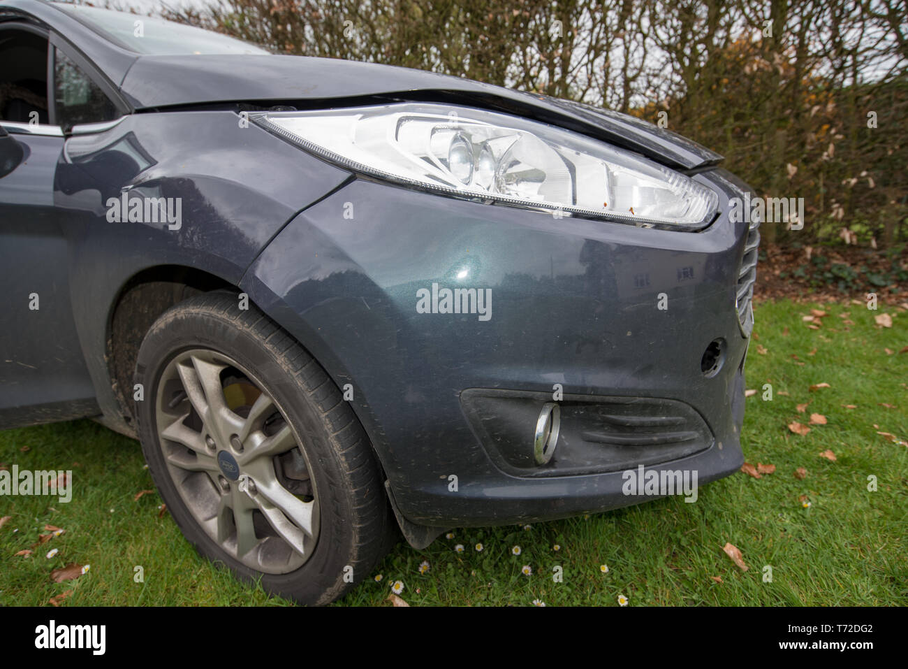 Car crash wreckage, road traffic collision (RTC) Car damage after crash ...