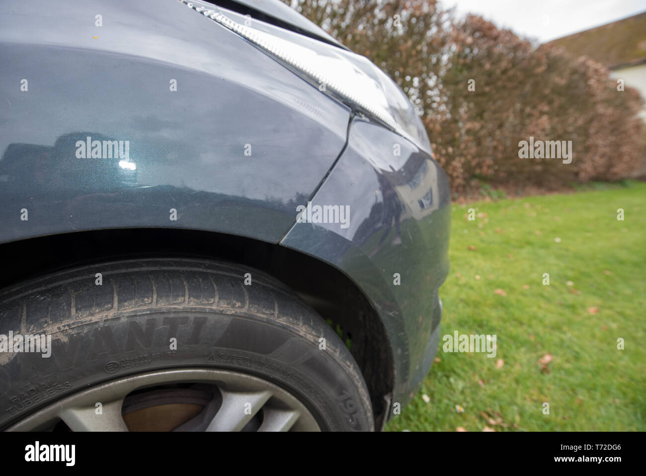 Car crash wreckage, road traffic collision (RTC) Car damage after crash ...