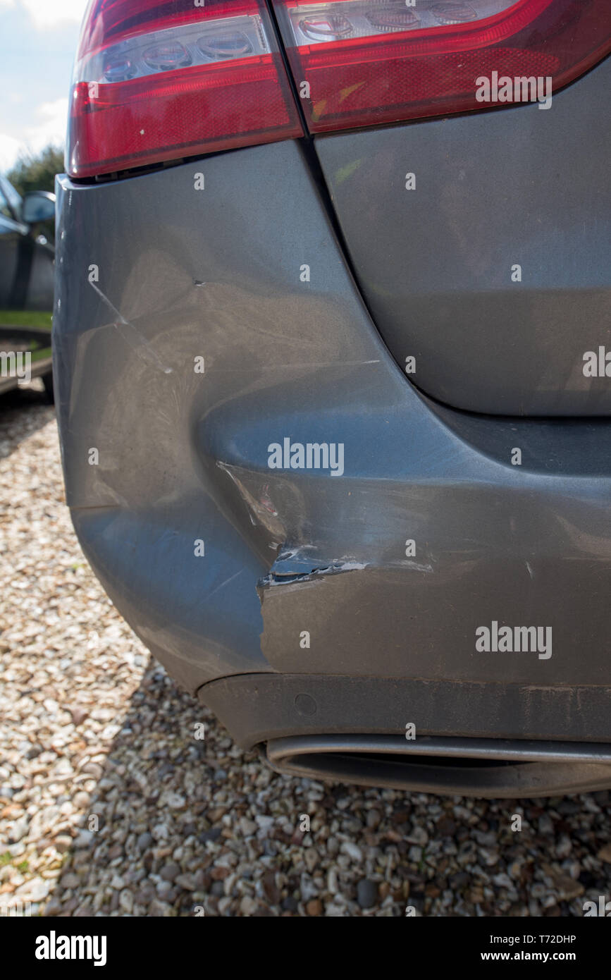 Car crash wreckage, road traffic collision (RTC) Car damage after crash ...