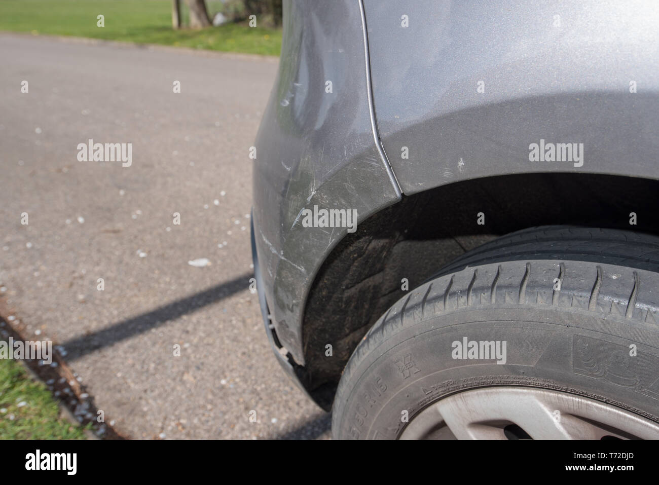 Car crash wreckage, road traffic collision (RTC) Car damage after crash ...