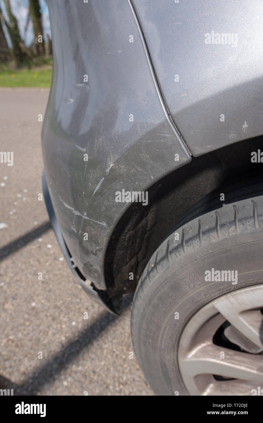 Car crash wreckage, road traffic collision (RTC) Car damage after crash ...