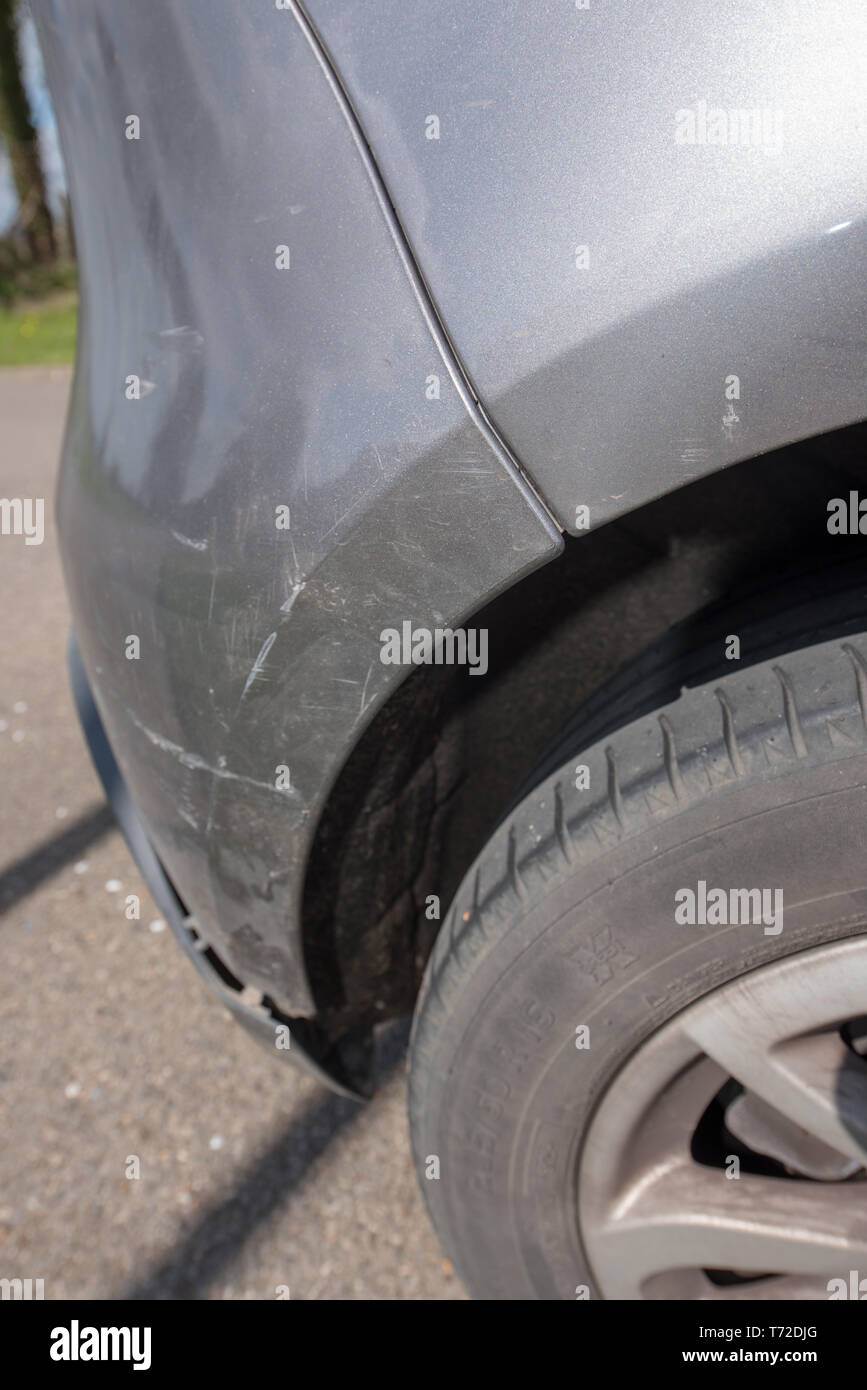 Car crash wreckage, road traffic collision (RTC) Car damage after crash ...