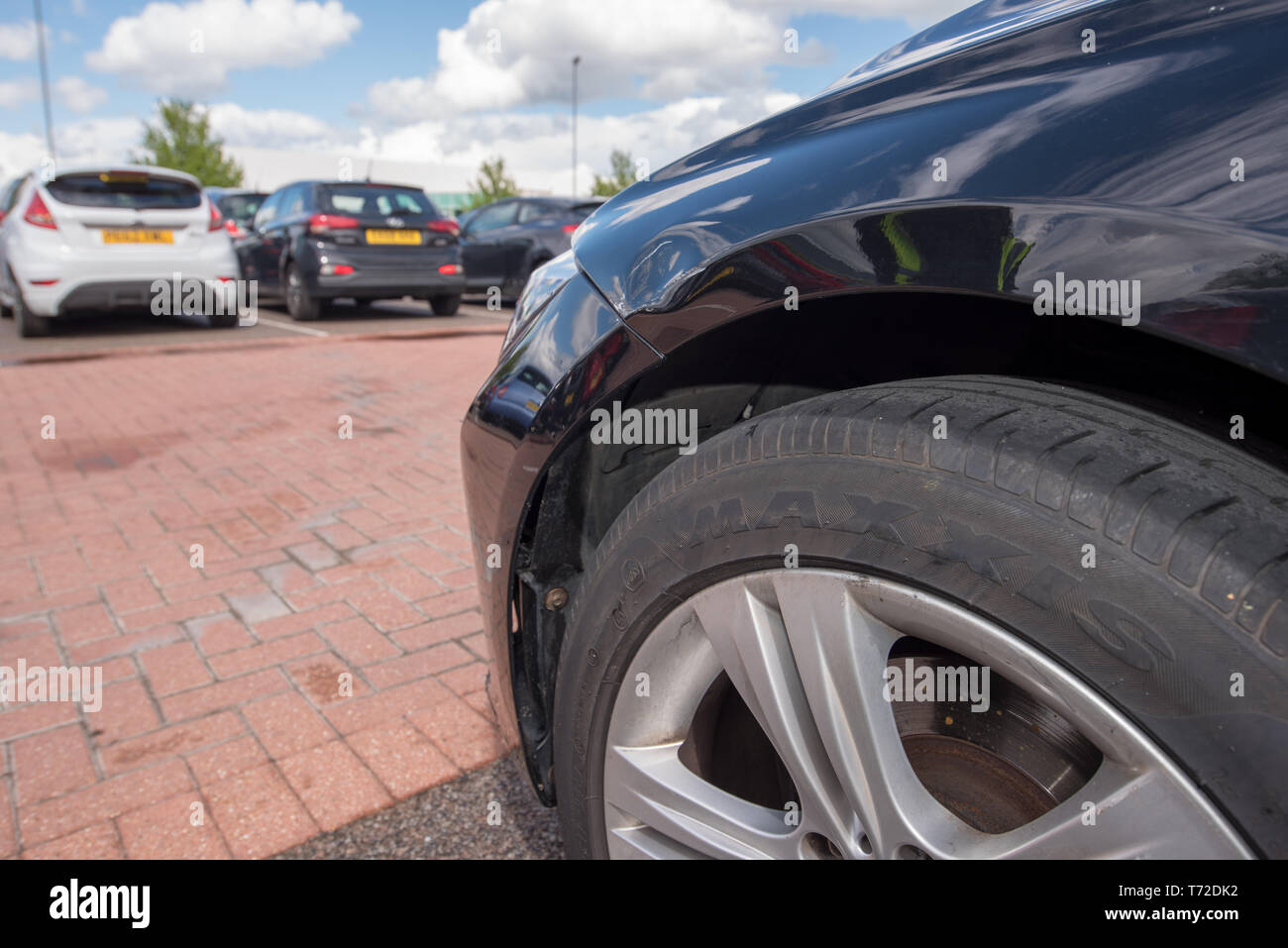 Car crash wreckage, road traffic collision (RTC) Car damage after crash ...
