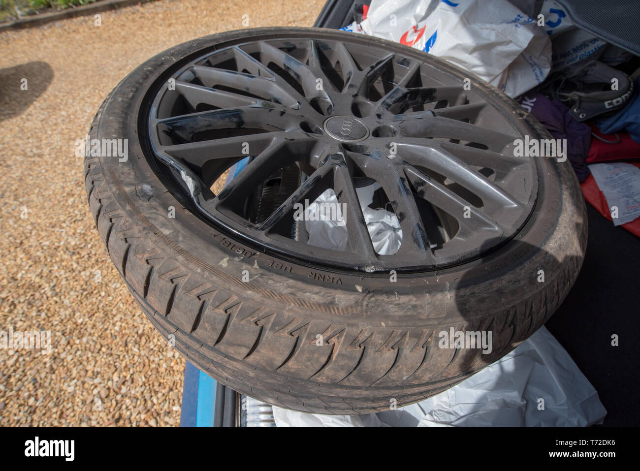 Car crash wreckage, road traffic collision (RTC) Car damage after crash ...