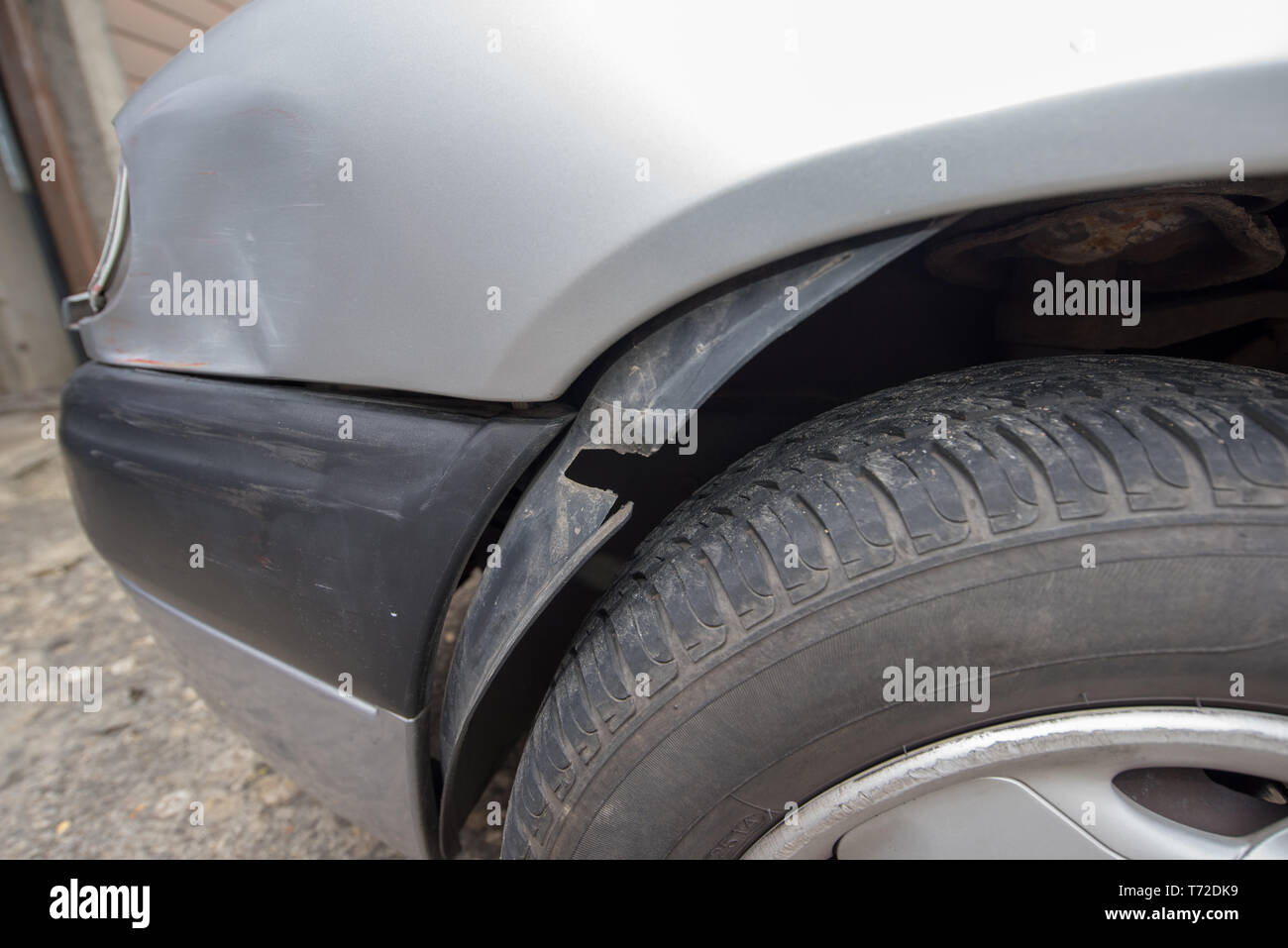 Car crash wreckage, road traffic collision (RTC) Car damage after crash ...