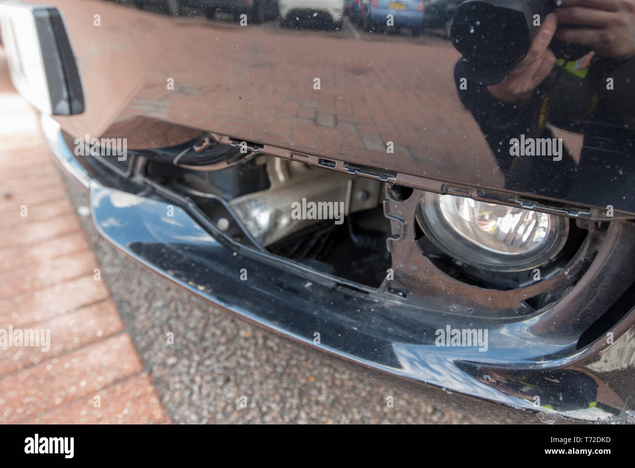 Car crash wreckage, road traffic collision (RTC) Car damage after crash ...