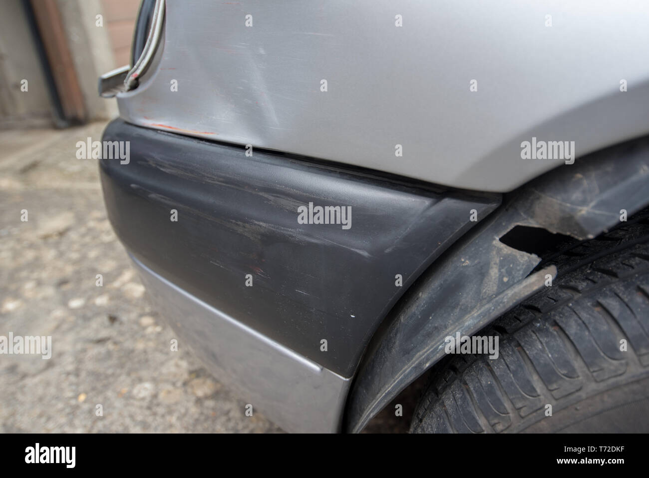 Car crash wreckage, road traffic collision (RTC) Car damage after crash ...