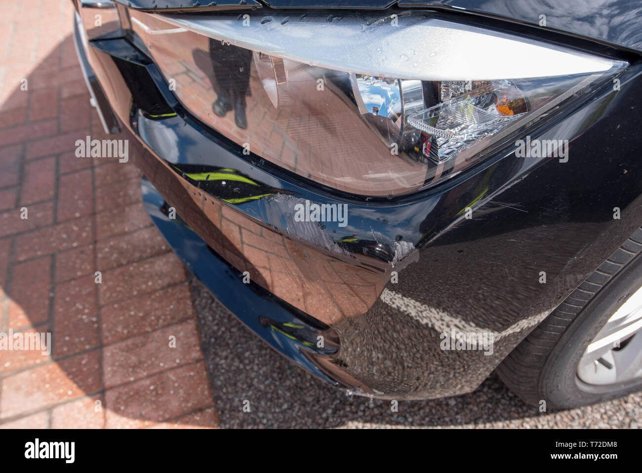 Car crash wreckage, road traffic collision (RTC) Car damage after crash ...