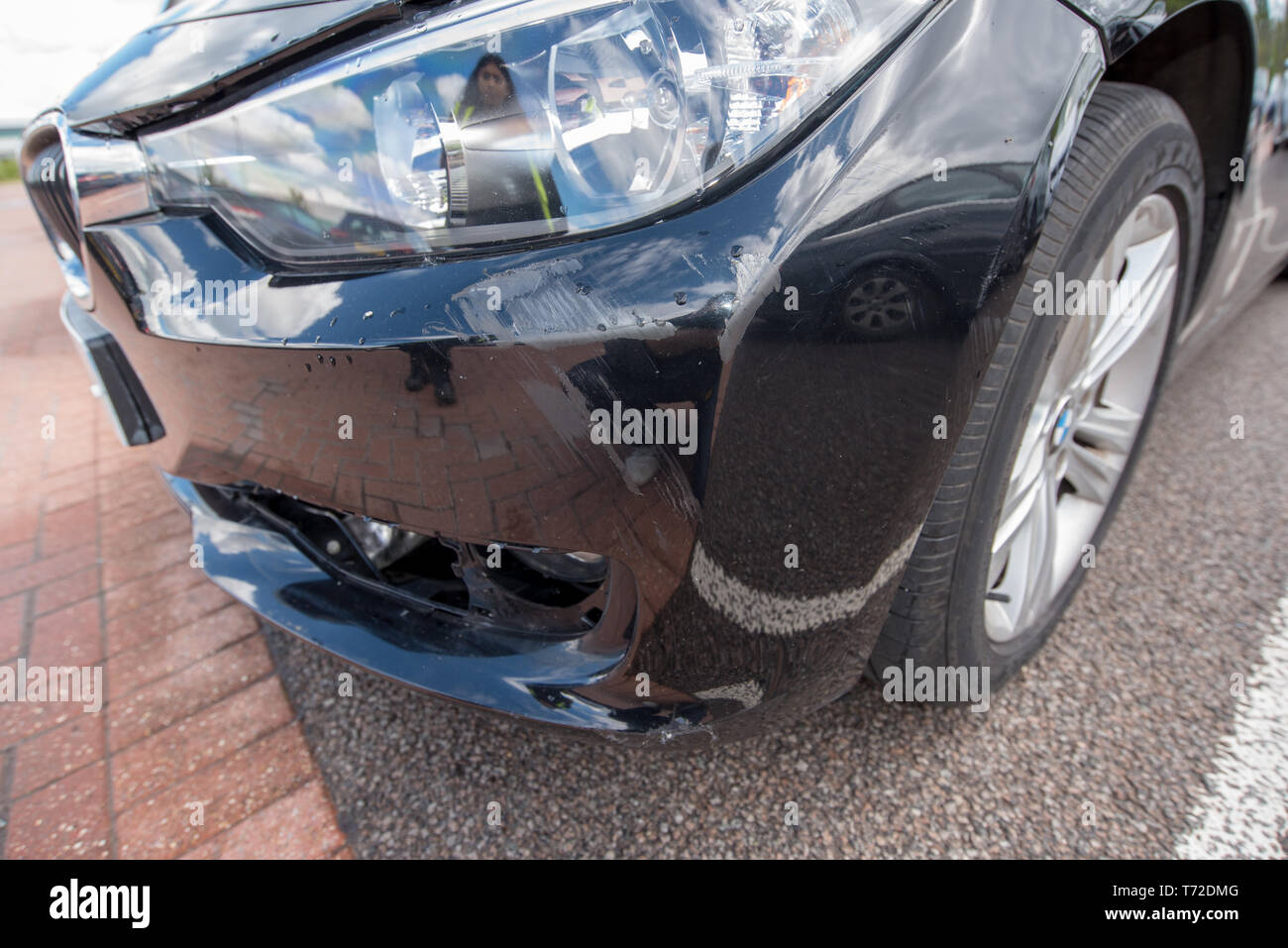 Car crash wreckage, road traffic collision (RTC) Car damage after crash ...