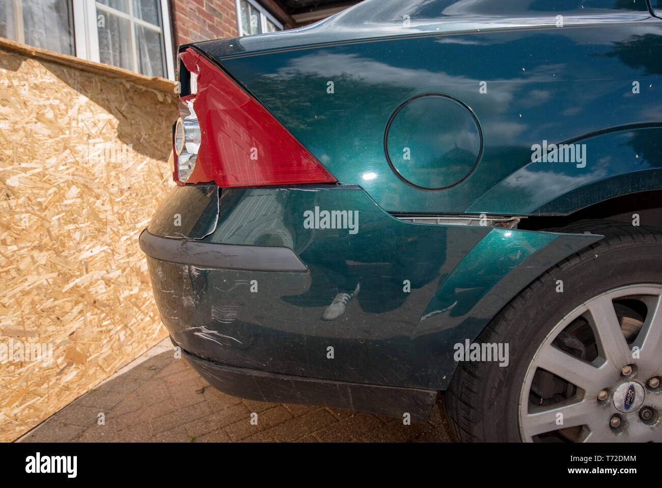 Car crash wreckage, road traffic collision (RTC) Car damage after crash ...